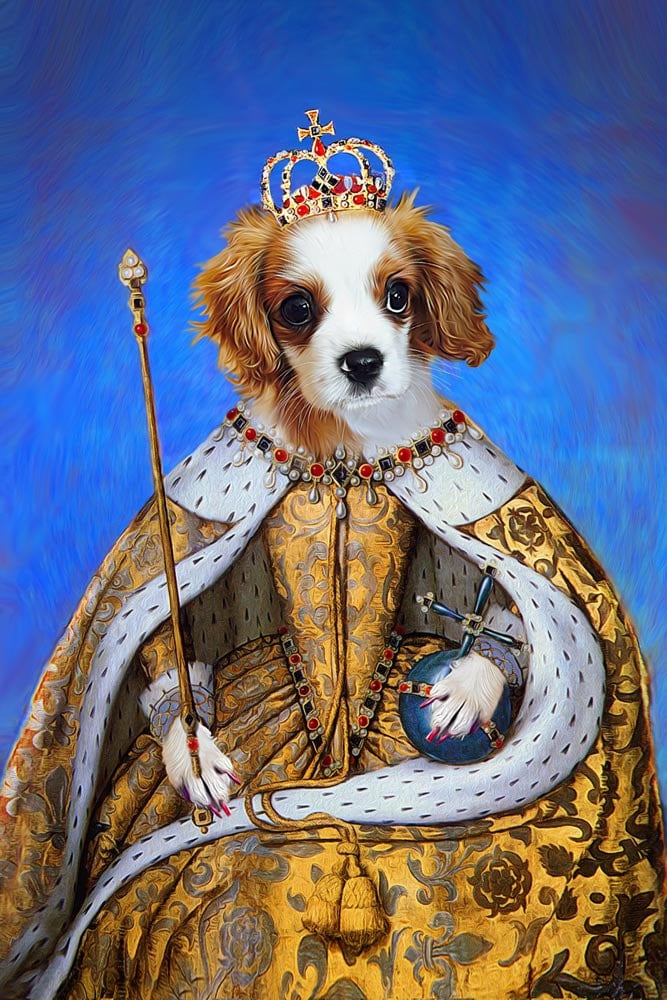 SINGLE Pet Portrait - Queen Elizabeth - Custom Pet Portraits - Dog ...