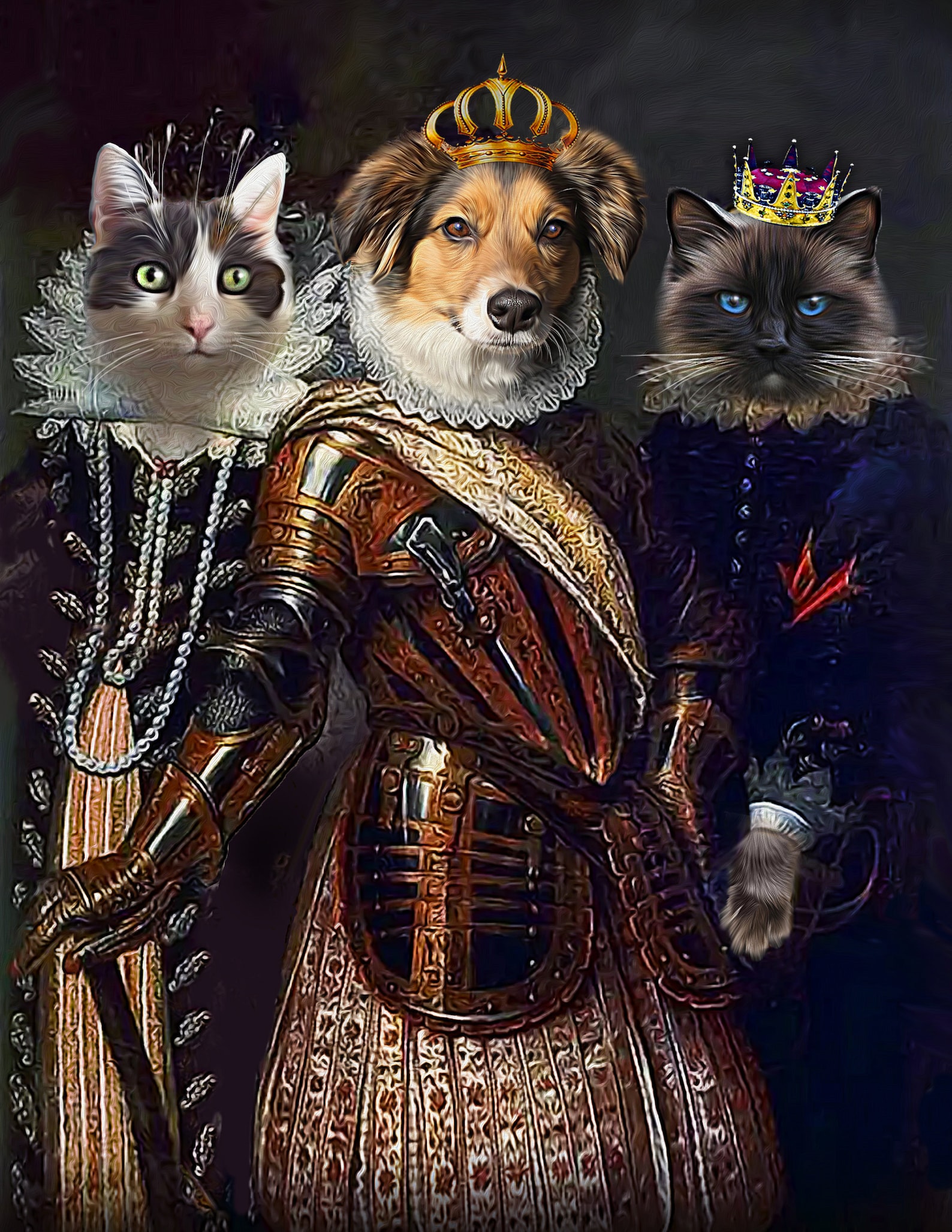 THREE Pet Portrait custom Pet Portraits Dog Portraits and - Etsy