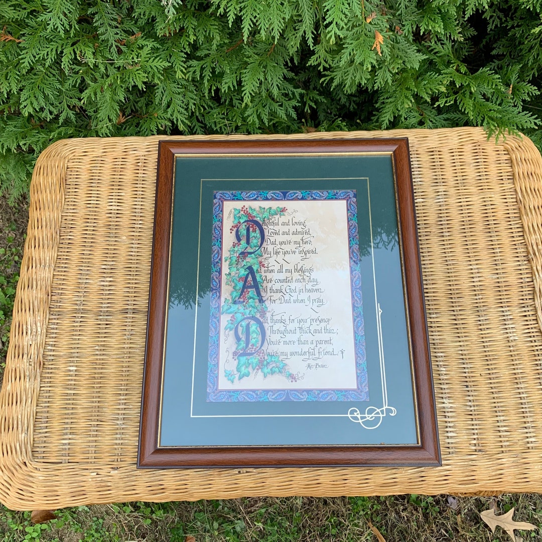 Vintage Dad Poem Framed Art, Dad Gift, Father Gift, Vine, Paisley ...