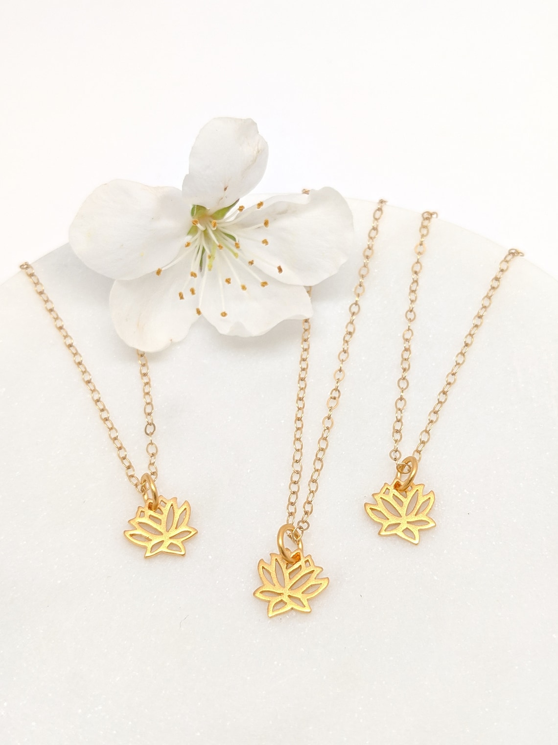 Lotus Necklace Lotus flower necklace Gold sterling silver | Etsy