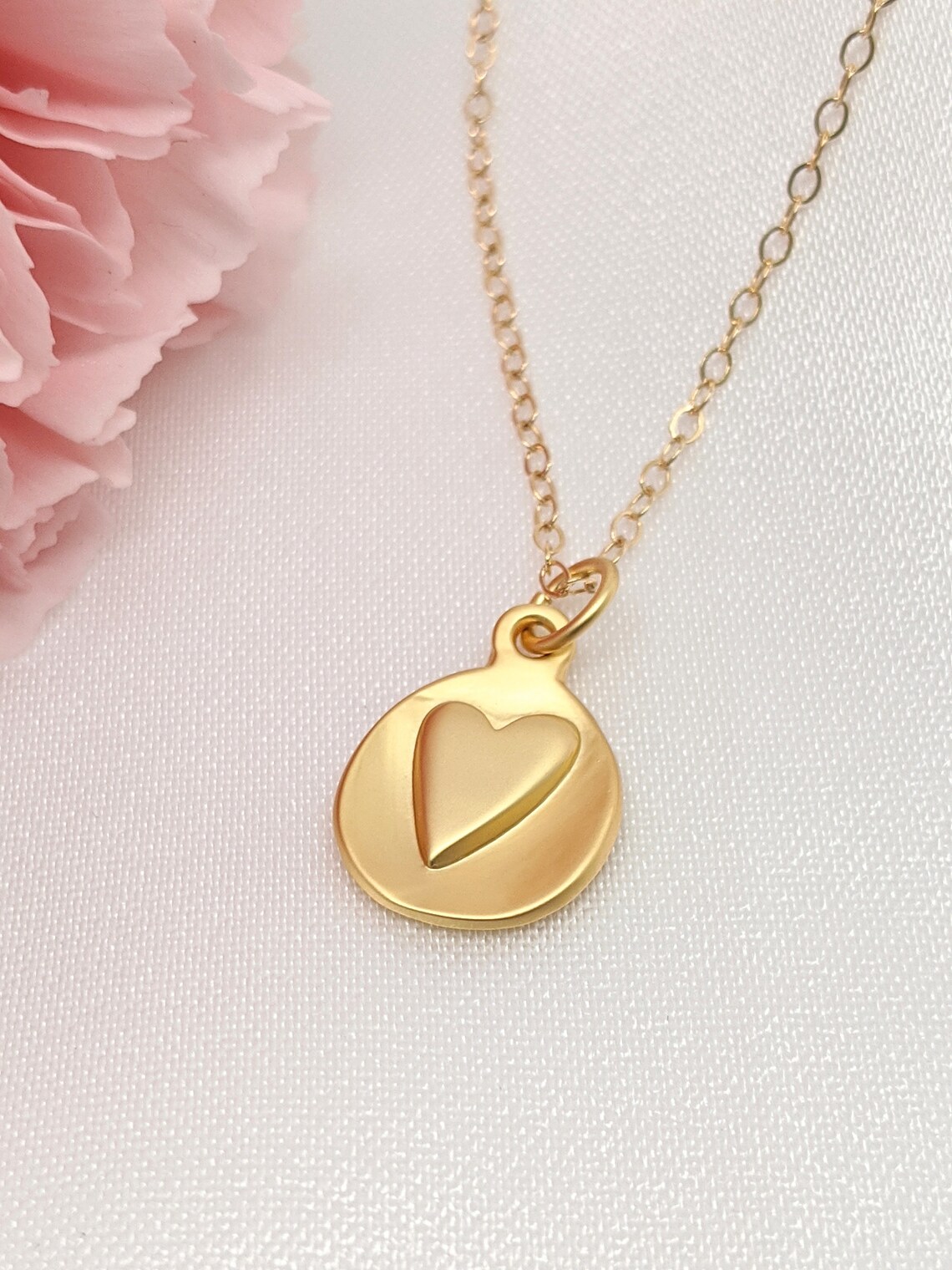 Heart Necklace Gold Heart Necklace Dainty Heart Necklace Tiny - Etsy