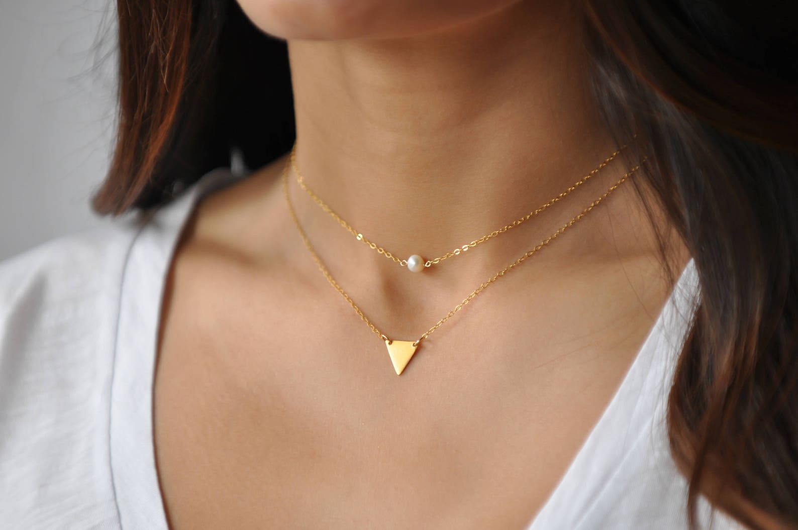 Triangle necklace gold Simple Triangle Necklace Dainty | Etsy