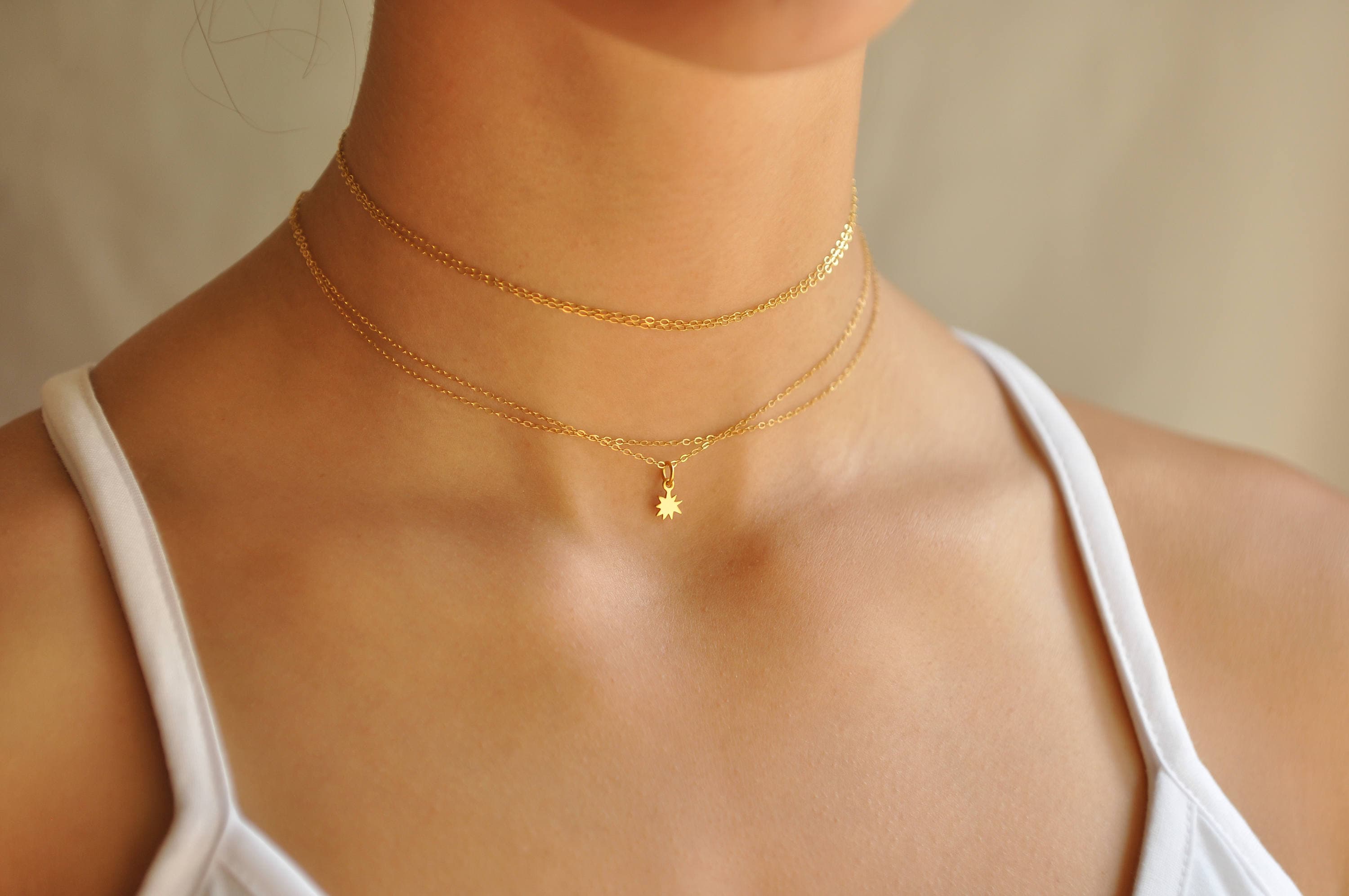 Dainty Gold Choker Necklace, Simple Choker, Thin Chain Choker Necklace ...