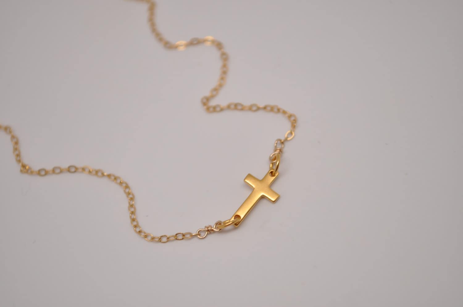 Small Cross Necklace Simple Layering Necklace Gold Chain | Etsy