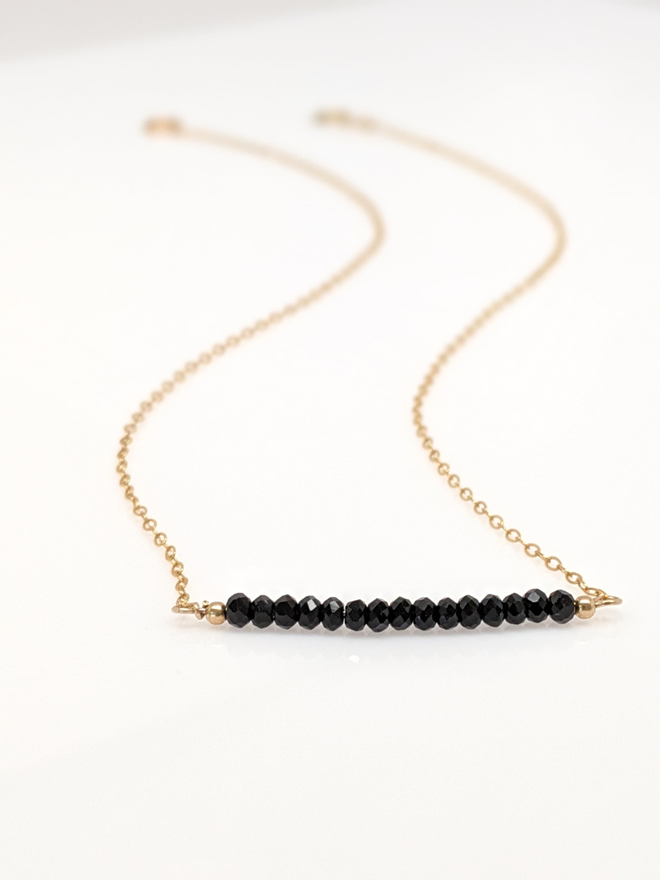Bead Bar Necklace Layering Necklace Minimal Dainty Bead Necklace 14k ...
