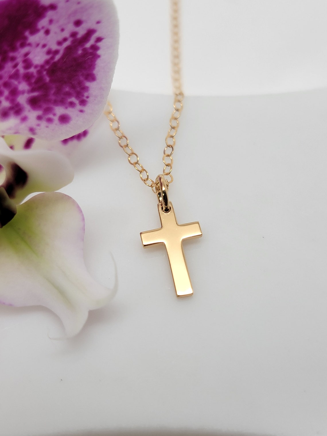 Small Cross Necklace Shiny Dainty Cross Necklace Gold Tiny - Etsy