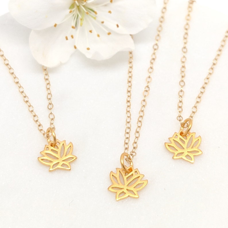 Lotus Necklace Lotus Flower Necklace Gold Sterling Silver Flower Charm ...