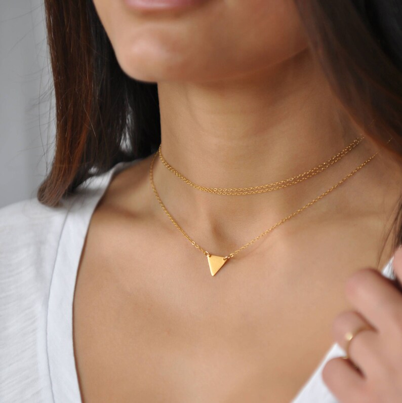 Triangle Necklace Gold Simple Triangle Necklace Dainty Triangle ...