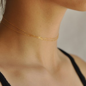 Simple Choker Necklace, Dainty Thin Chain Choker Necklace, Gold Silver ...