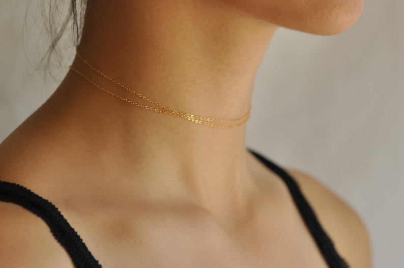 Dainty Gold Choker Necklace Simple Choker Thin Chain Choker - Etsy