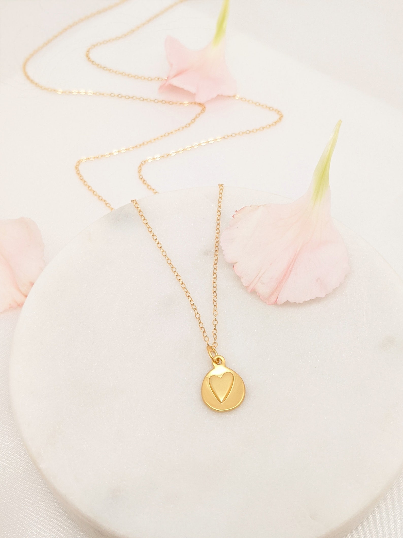 Heart Necklace Gold Heart Necklace Dainty Heart Necklace Tiny - Etsy