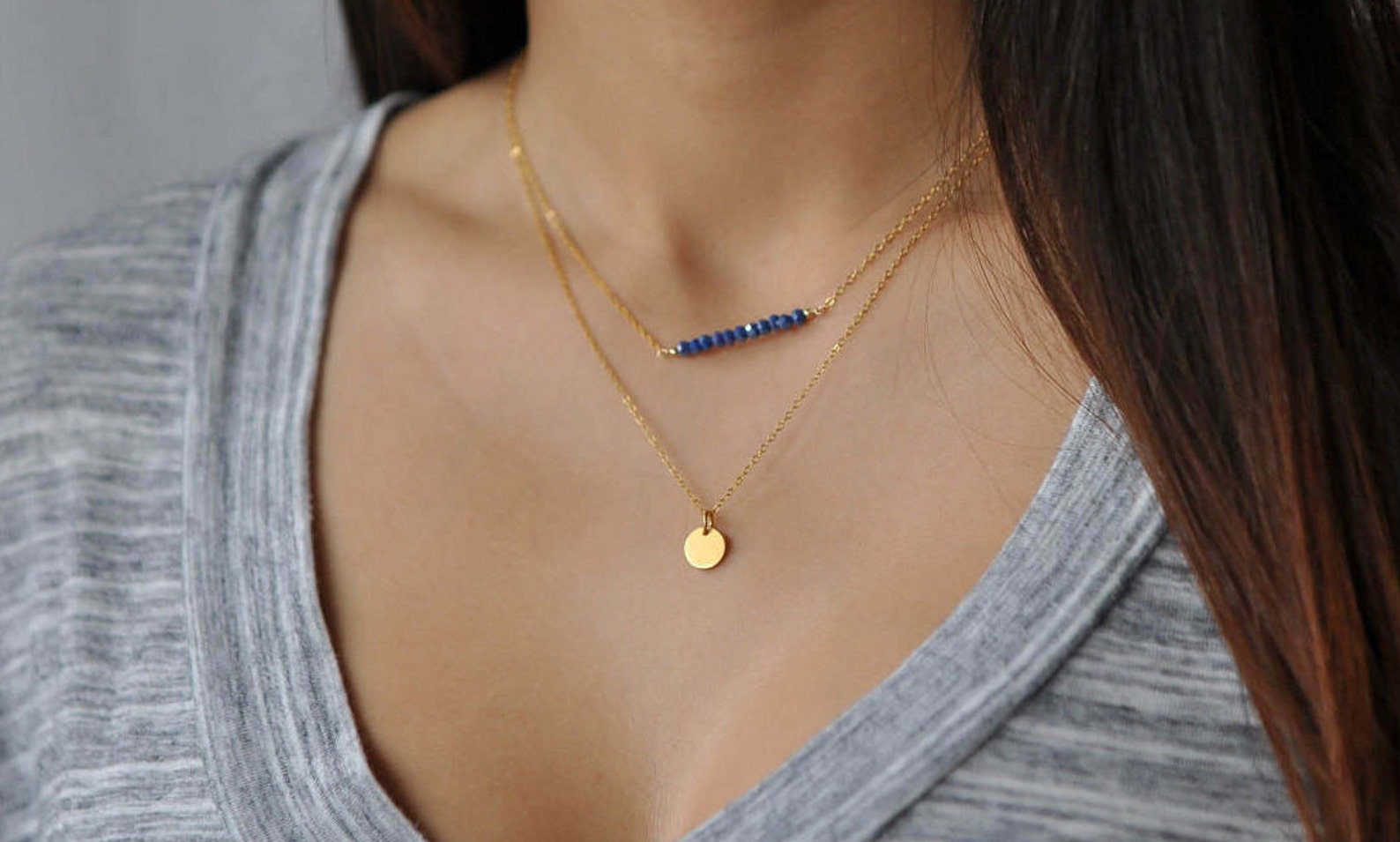 Gold Disk Necklace Gold Disc Necklace Dainty Disc Gold - Etsy
