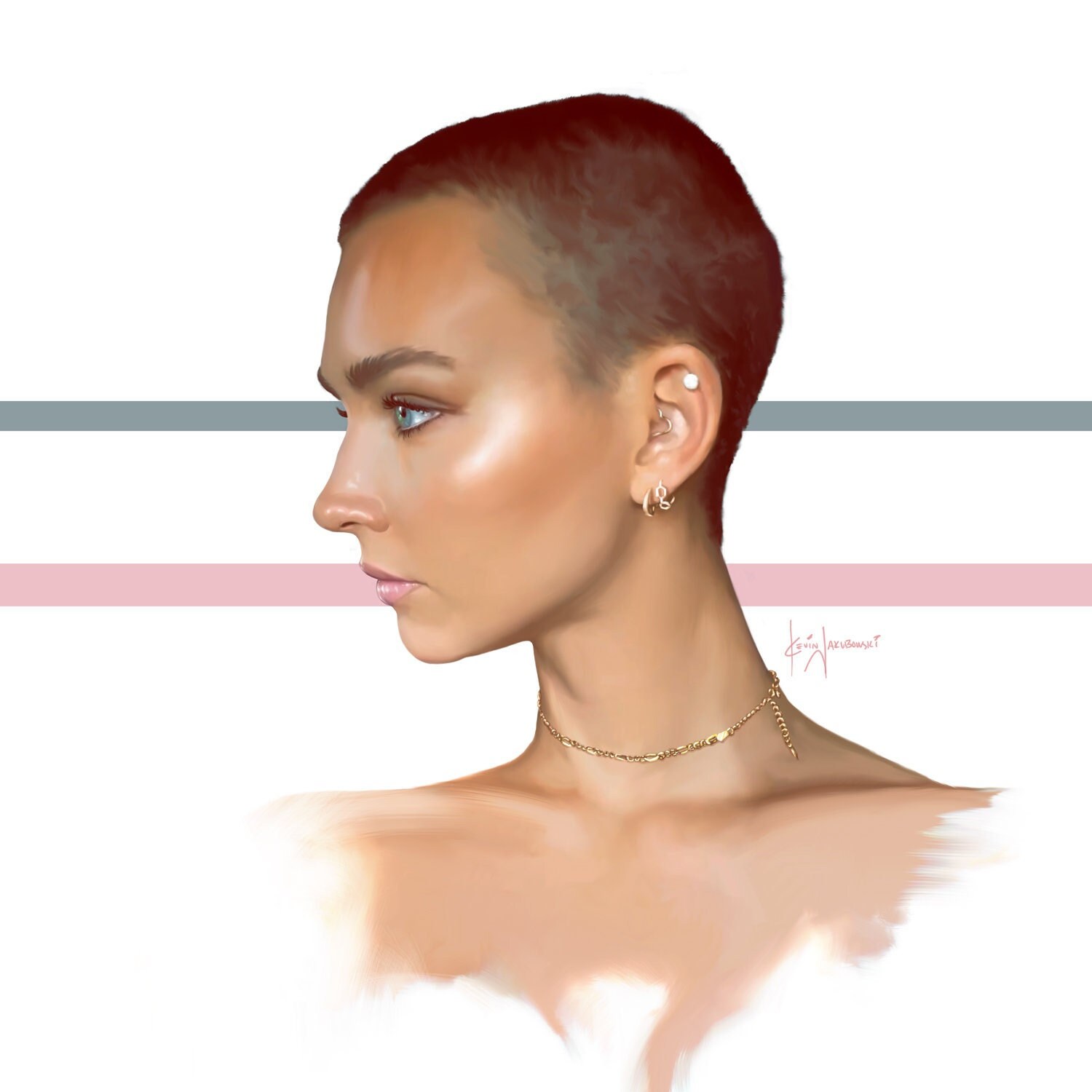 Rachel Shaved Head Print - Etsy