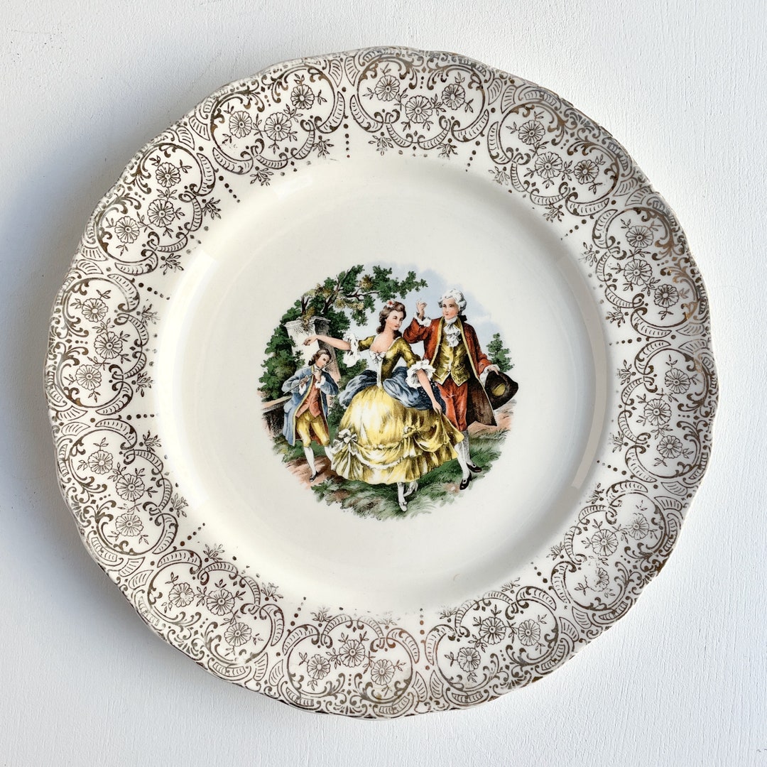 Royal Queen Decorative Plate - Colonial Dancers - 22 K. Gold Trim - Etsy