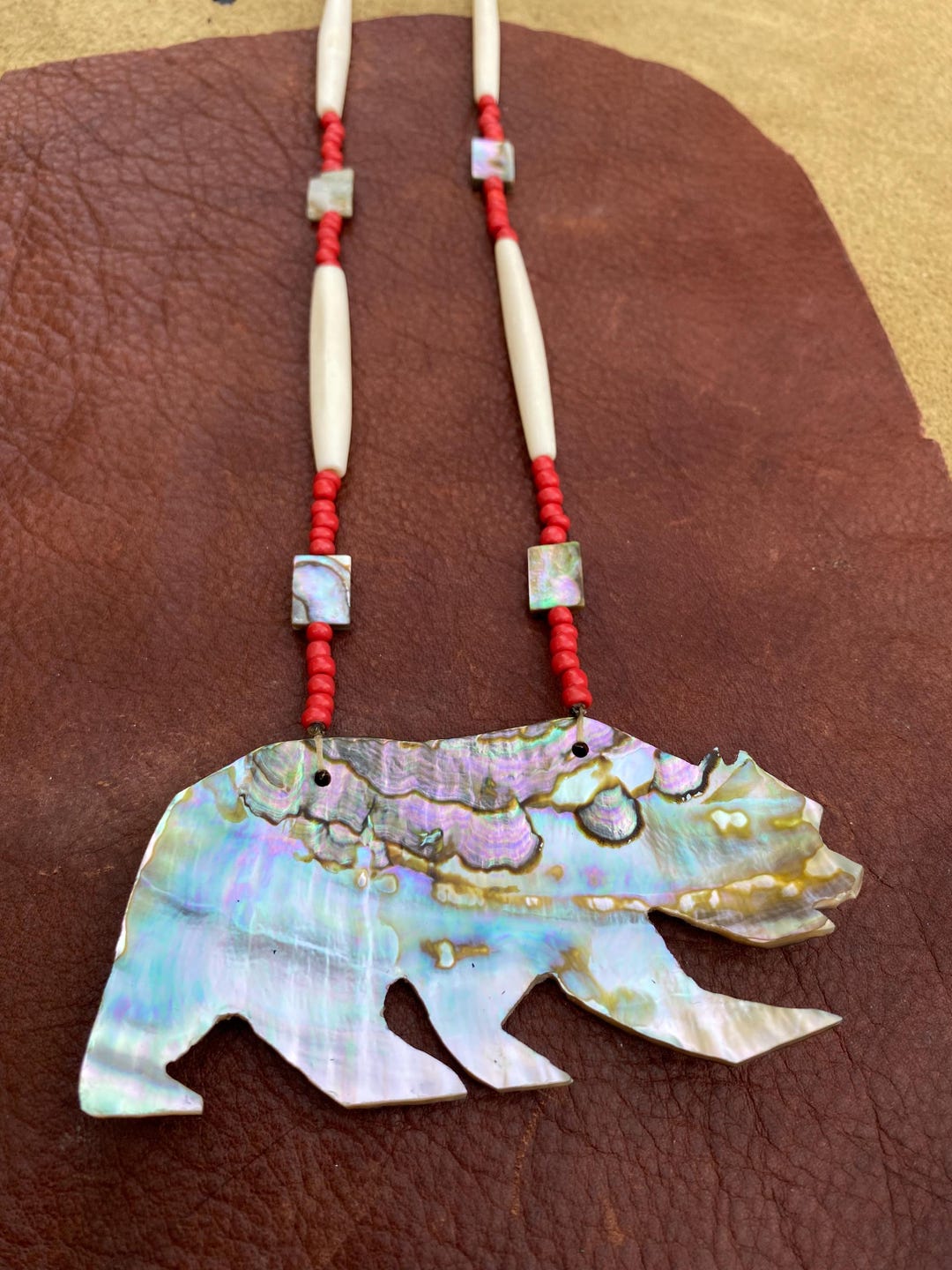 Green Abalone Bear Pendant by Chumash Artist Steven Saffold - Etsy