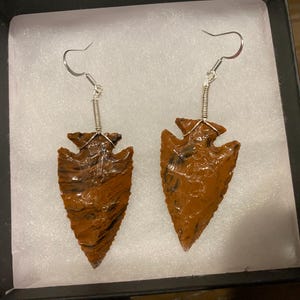 Mahogany Obsidian Arrowhead Earrings by Chumash Artist Steven Saffold ...