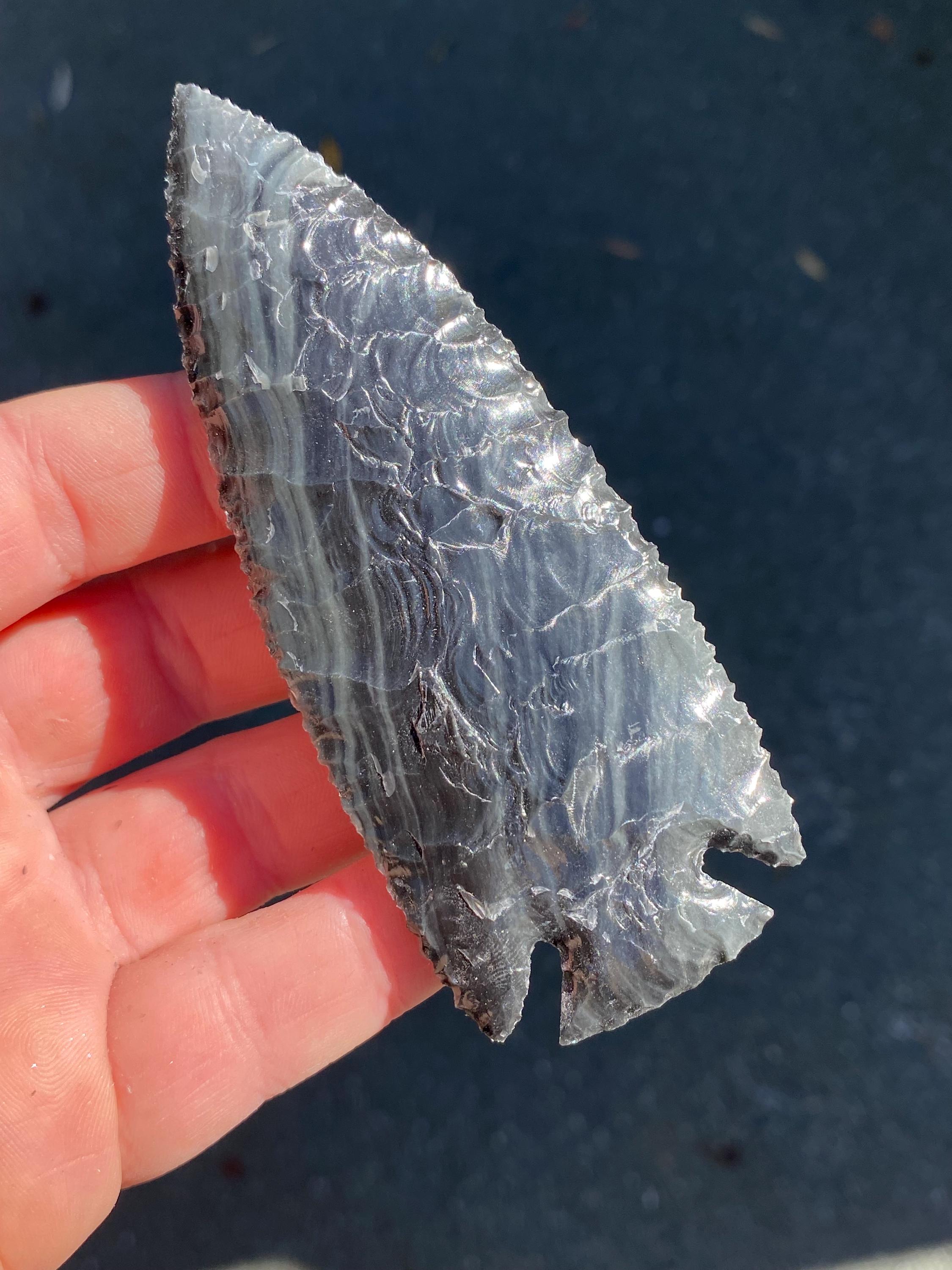 Banded Obsidian Spearpoint by Chumash Artist Steven Saffold - Etsy