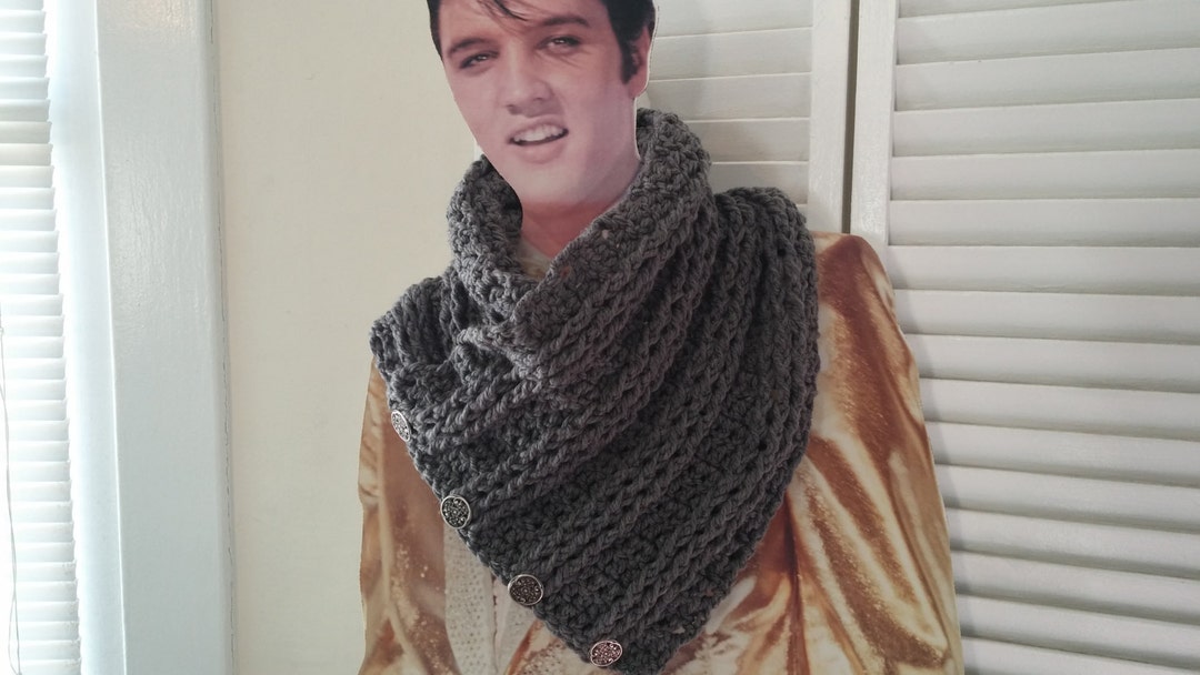 40" Over Sized Charcoal Gray Cowl With Metal Buttons - Etsy