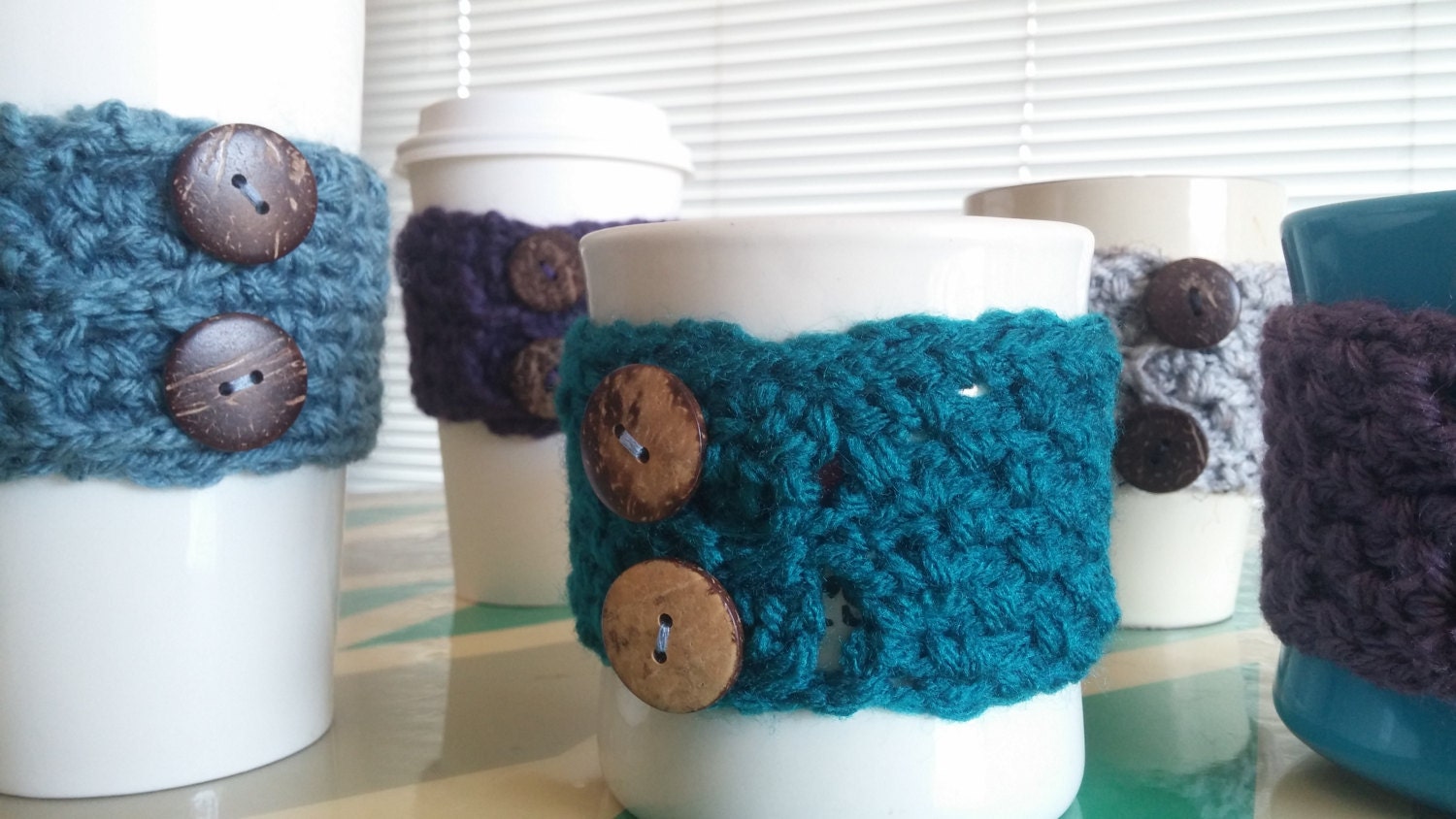 Mug Cozy With Cocont Buttons - Etsy