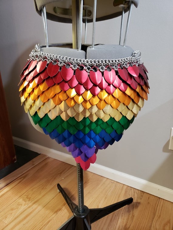 Rainbow Front and Back Chain Mail and Scale Mail Skirt - Etsy