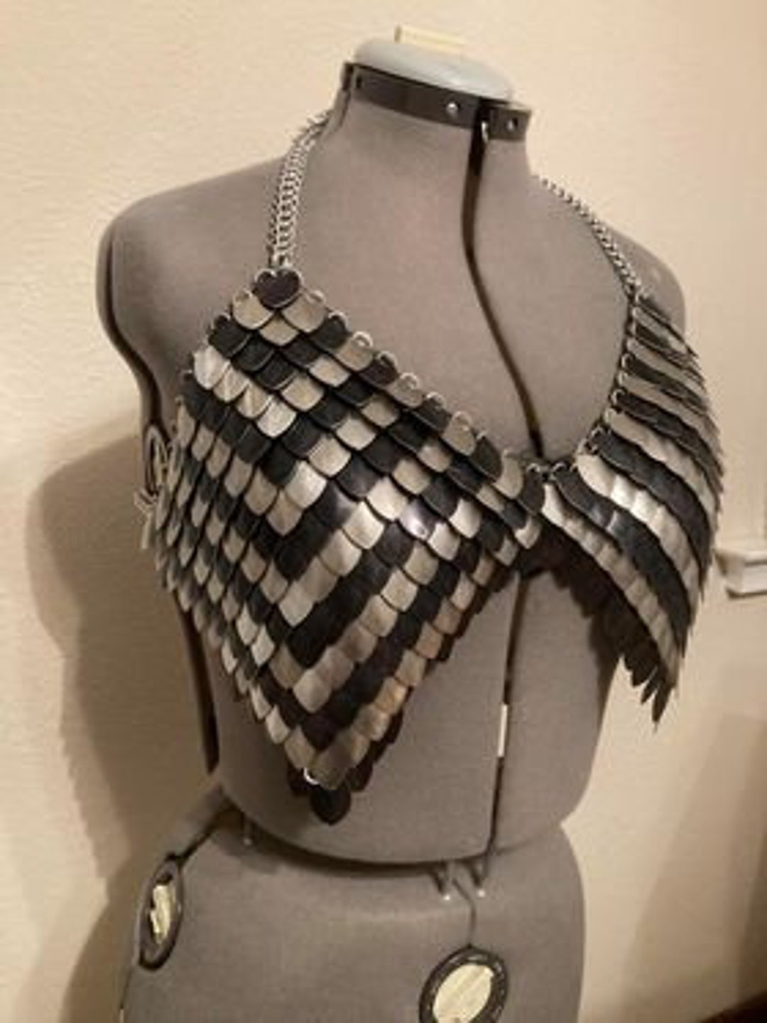 Chevron Pattern XL Two Color Chainmail Bikini Top Chain Mail Bra ...