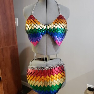 Rainbow Front and Back Chain Mail and Scale Mail Skirt Chainmail - Etsy