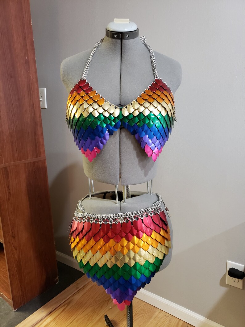 Rainbow Front and Back Chain Mail and Scale Mail Skirt - Etsy