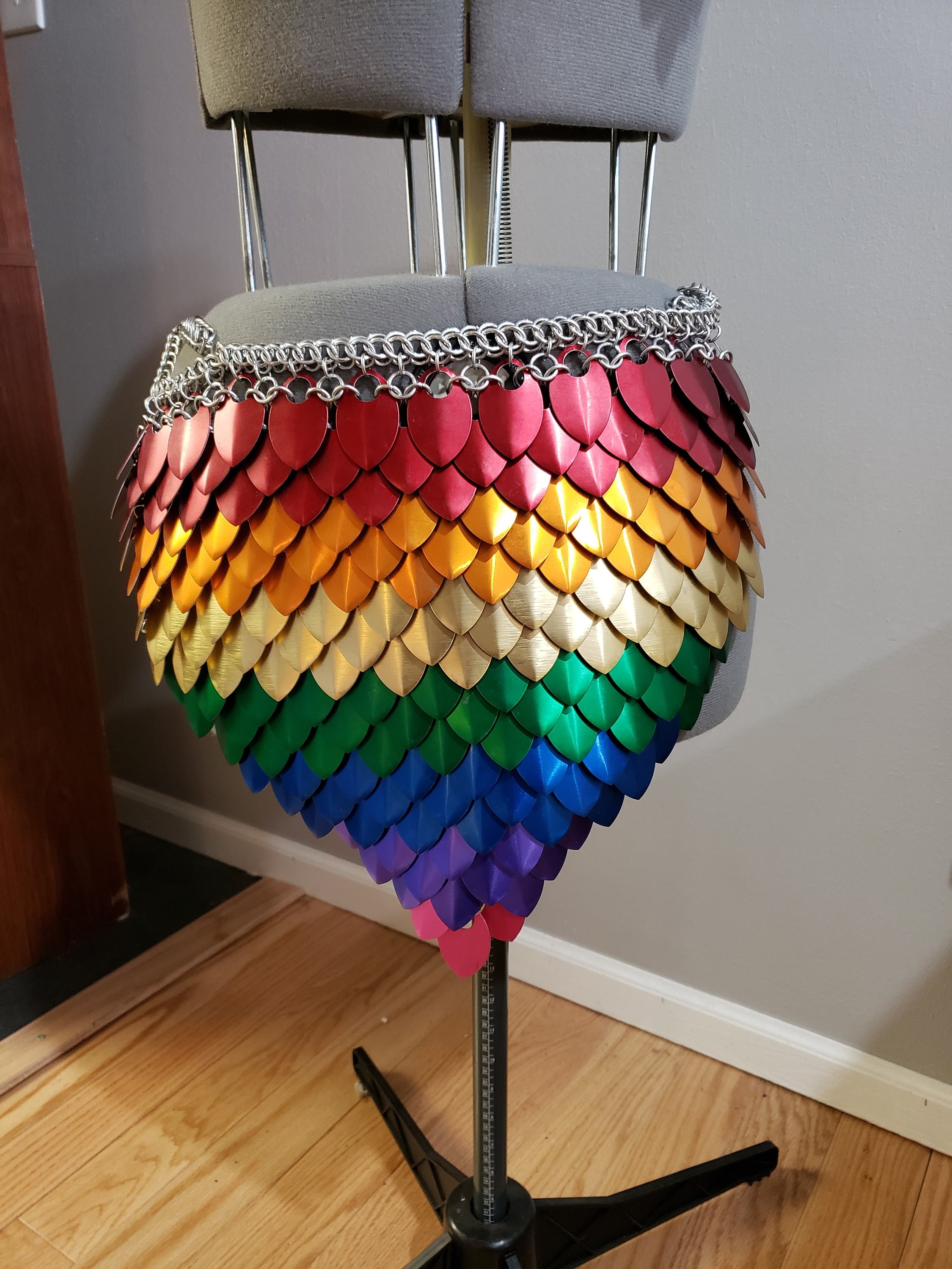 Rainbow Front and Back Chain Mail and Scale Mail Skirt Chainmail - Etsy
