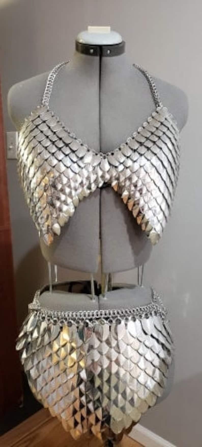 Silver Color Chain Mail /scalemail Top and Skirt Set Red Sonja LOTR GOT ...