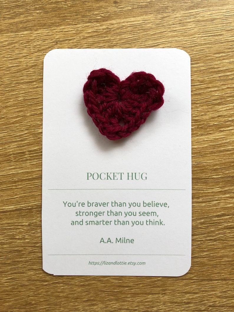 Pocket Hugs - Crocheted Hearts & Rhyme Cards. - Etsy Australia