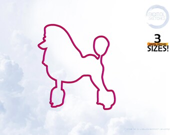 Dog Outline Embroidery Design 6 SIZES Poodle Embroidery - Etsy
