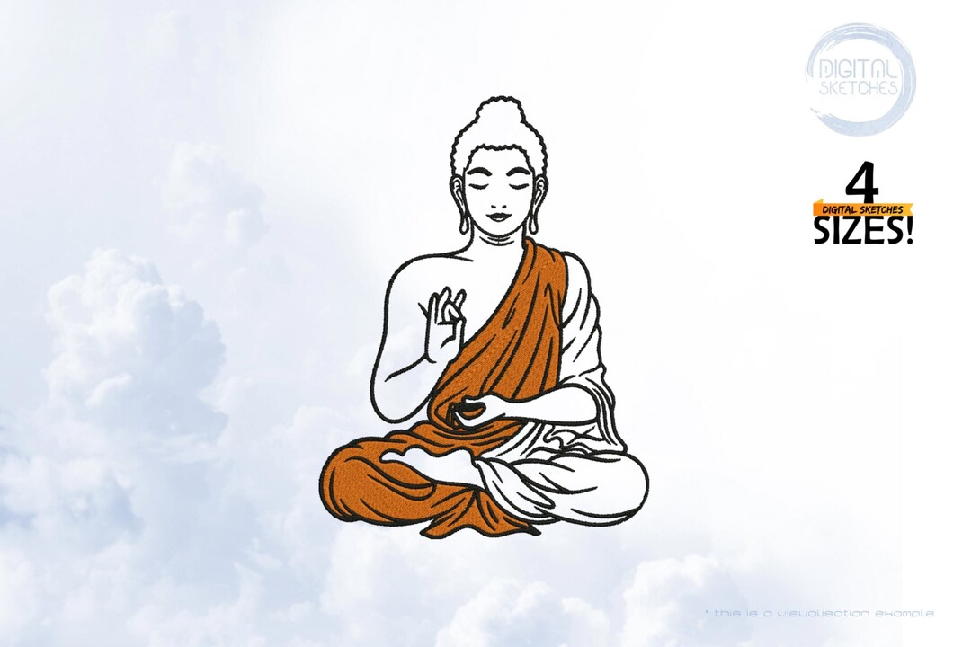 Buddha Embroidery Design, Peaceful Buddha Lineart Embroidery Pattern ...