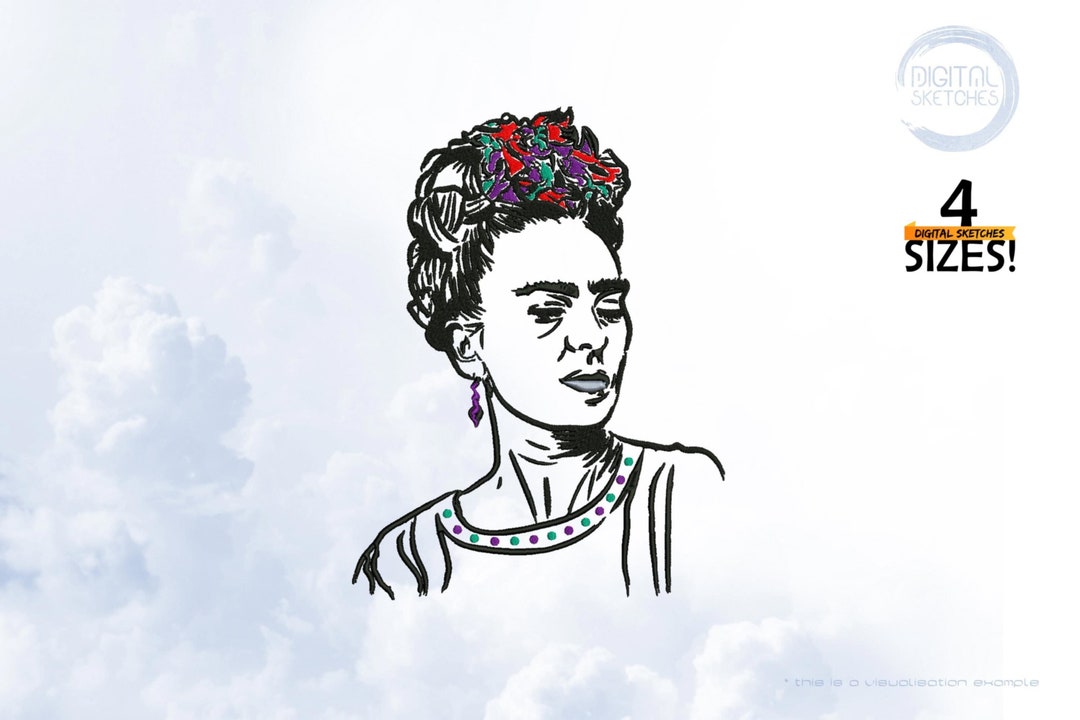 Frida Embroidery, Frida Machine Embroidery Design, Frida Art, Frida ...