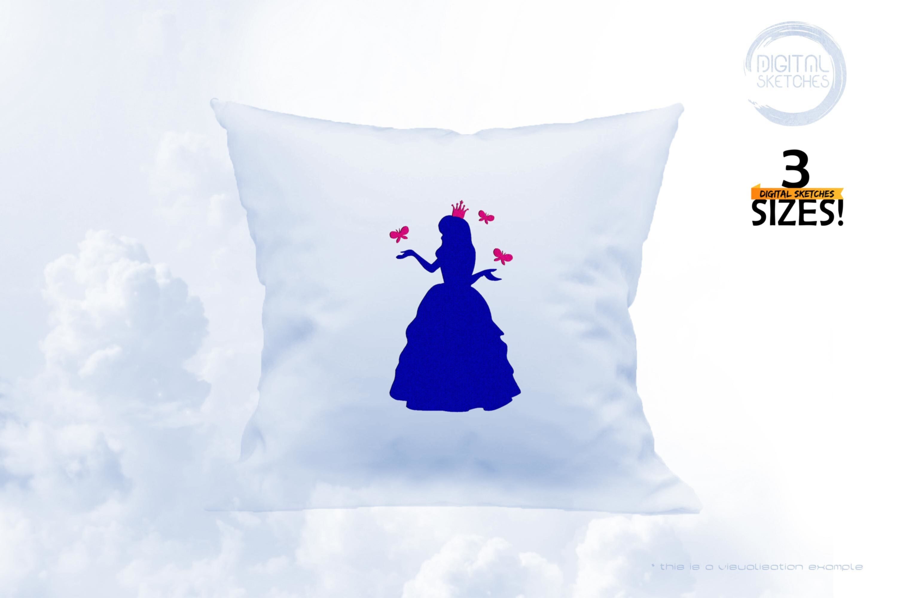 Princess Machine Embroidery Design, Butterfly Embroidery Pattern, Crown ...