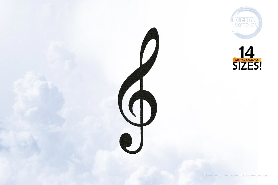 Music Note Embroidery Design, Musical Note Embroidery Pattern, Sound ...