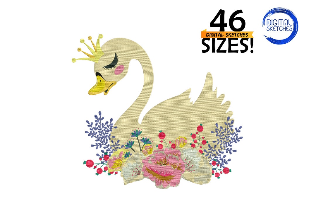 Beautiful Swan Embroidery Design, Swan Design, Animals Embroidery for ...