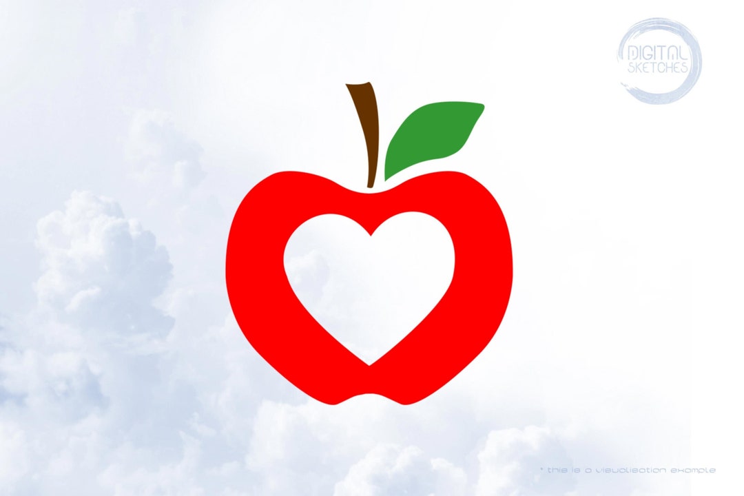 Heart Svg, Apple Cutting File, Beautiful Digital Art for Silhouette and ...