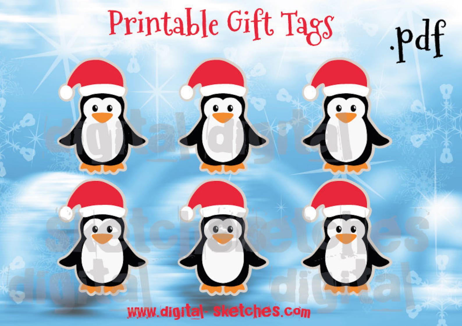 Printable Christmas Gift Tags Penguin DIY .pdf Packaging | Etsy