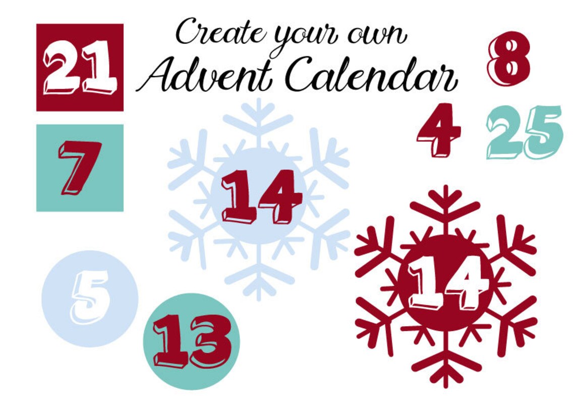 Advent Calendar Numbers Printable Calendar Christmas - Etsy