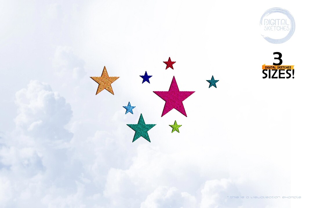 Star Embroidery Design, Stars Embroidery File, Quality Digital Designs ...
