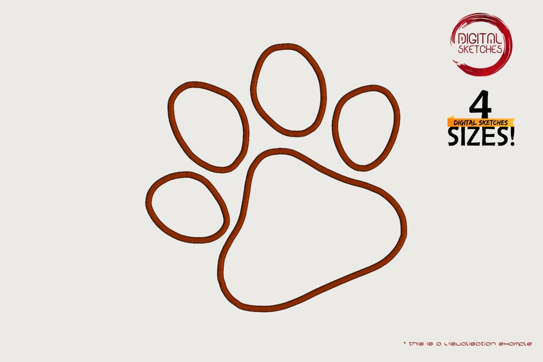 Paw Applique Design, Puppy Embroidery Design, Paw Print Embroidery ...