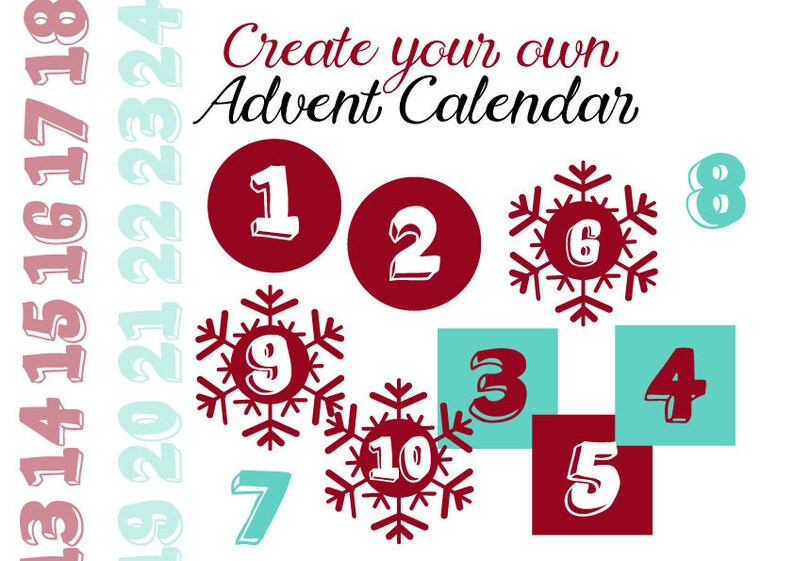 Advent Calendar Numbers Printable Calendar Christmas - Etsy