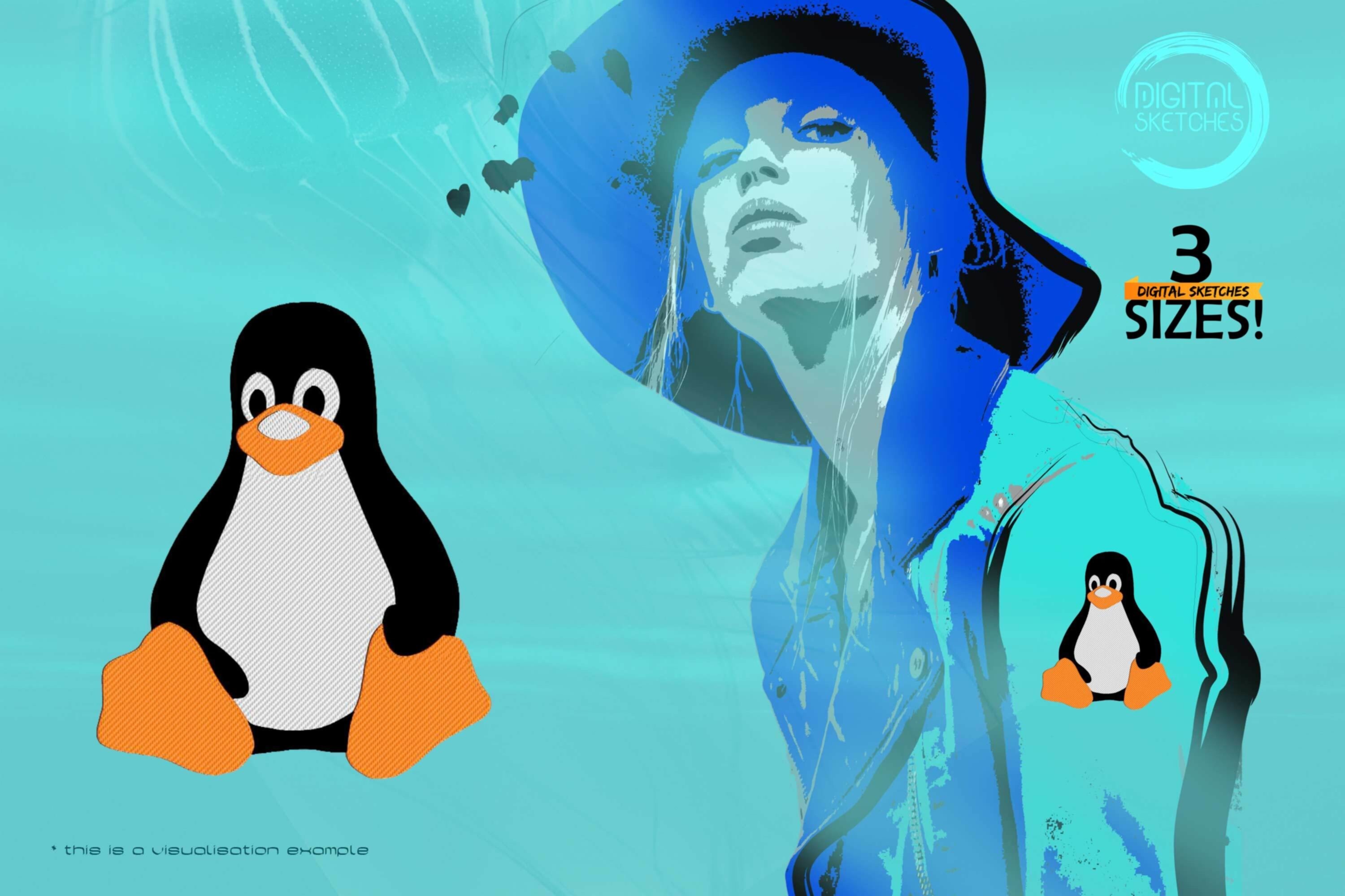 Penguin Tux Linux Machine Embroidery Design | Etsy