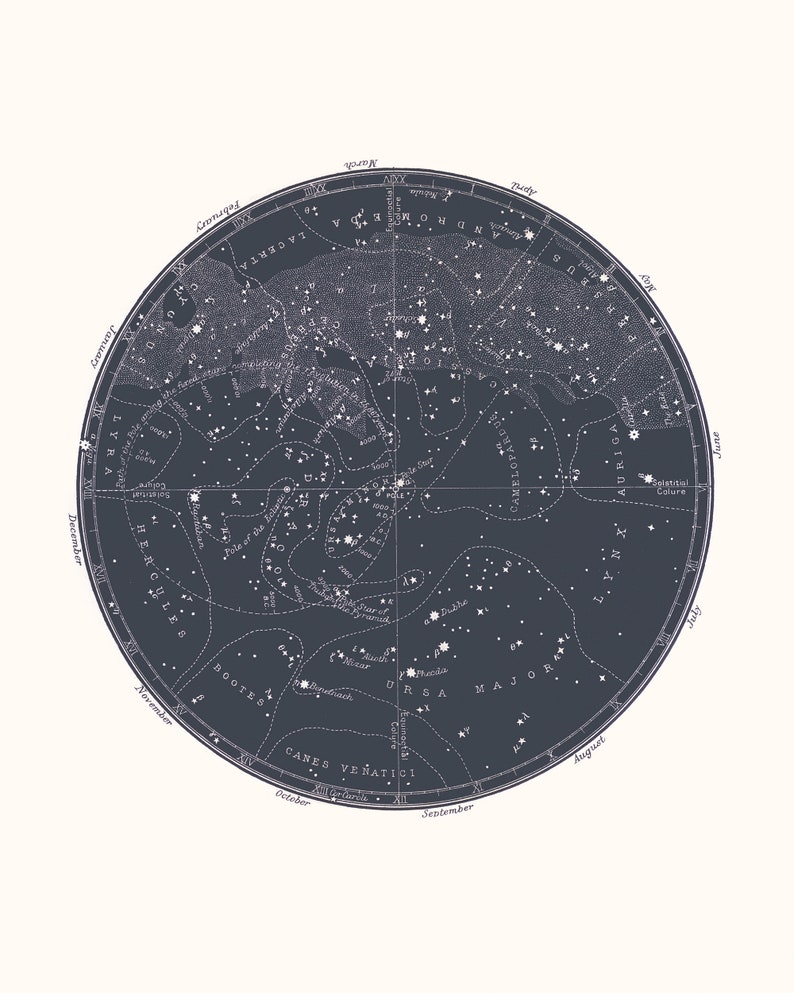 Northern Constellation Map Circular Map Star Map Round - Etsy