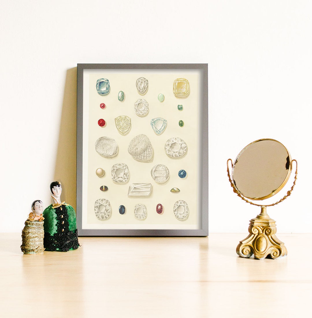 Diamond Print, Art With Cut Gems, Mineral Art, Crystal Print, Crystal ...