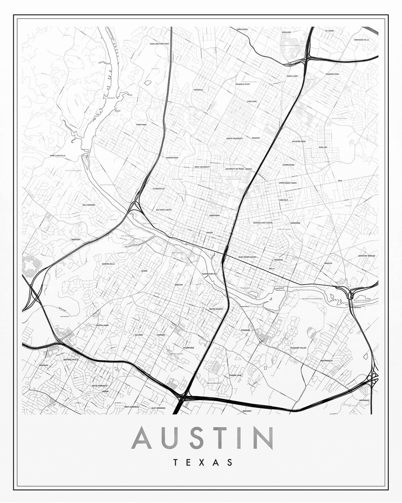 Austin Map Print Austin Map Poster City Map Print Austin | Etsy