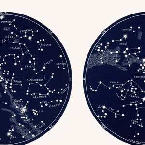 Nautical Constellation Map Celestial Decor, Large Horizontal Vintage ...