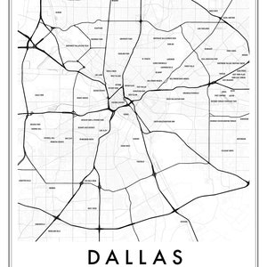 Dallas Texas Map Print, Neighborhood Map, Dallas Map Poster, Deep Ellum, Texas City Map Print - Etsy