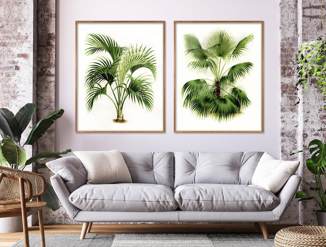 Palm Leaf Botanical Art Set | Palm Fronds | Palm Leaf Print | Palm Wall ...