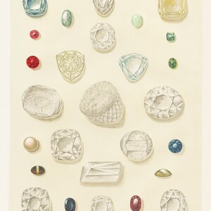 Diamond Print, Art With Cut Gems, Mineral Art, Crystal Print, Crystal ...